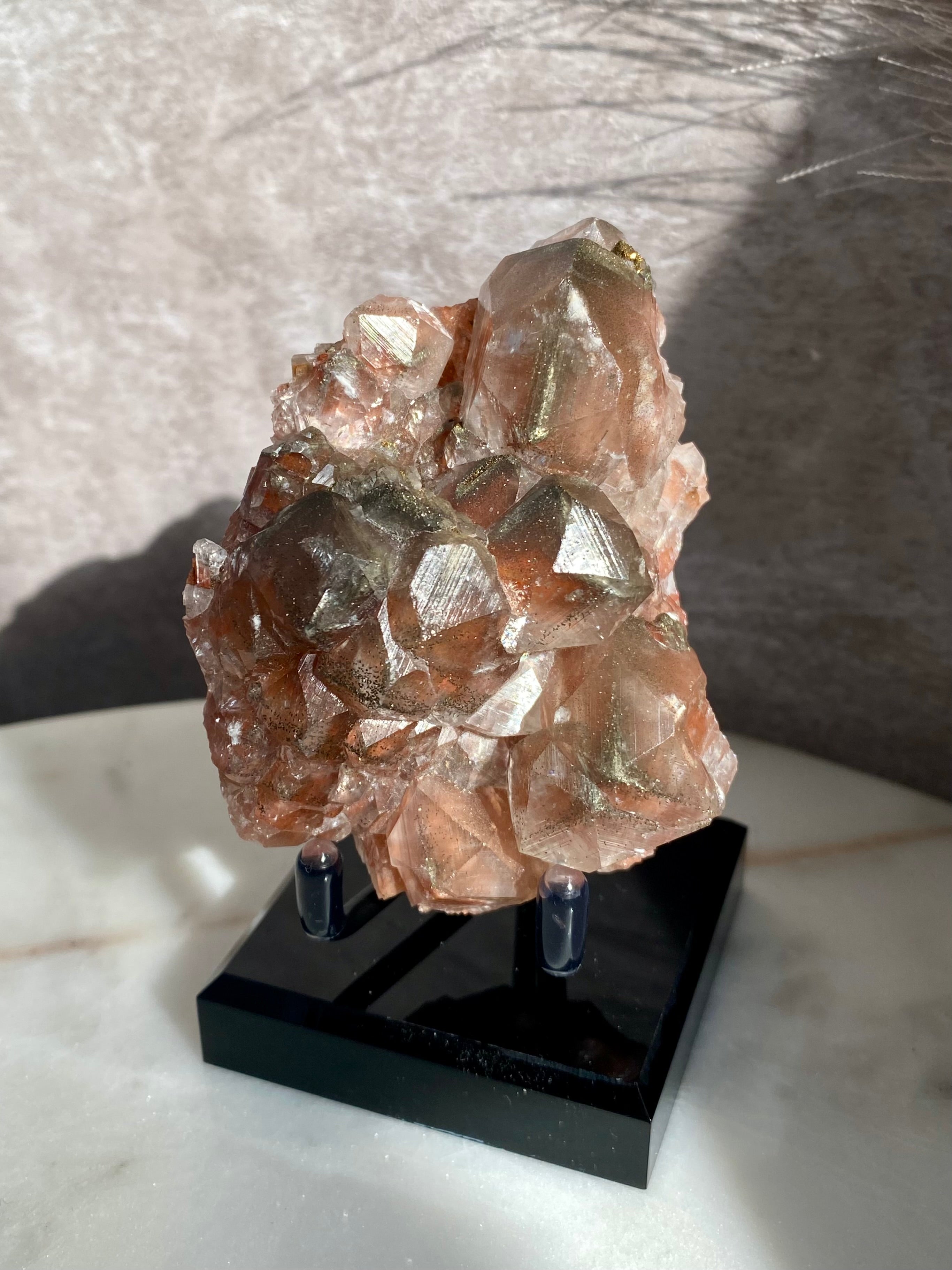 Red Pagoda ‘Benz’ Calcite with Pyrite – Third Eye Supply